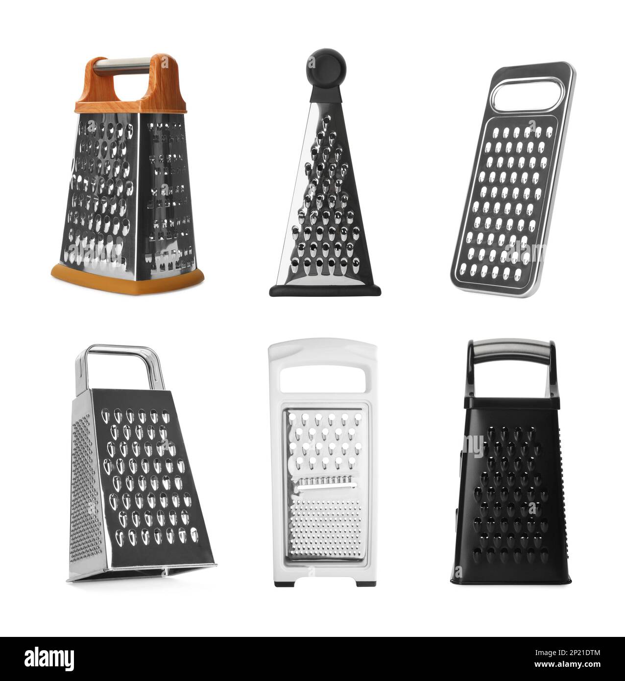 Set with different graters on white background Stock Photo - Alamy