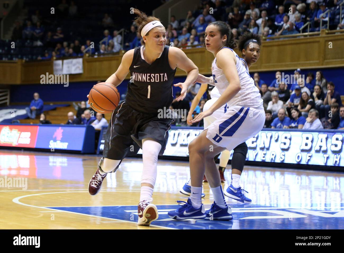 03 December 2015: Minnesota's Rachel Banham (1) and Duke's Angela ...