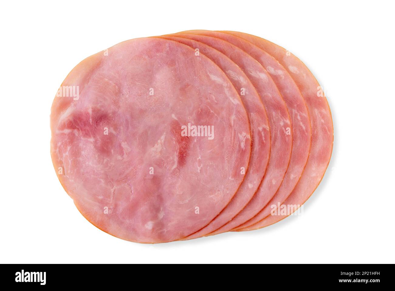 round ham slices isolated on white with clipping path included Stock ...