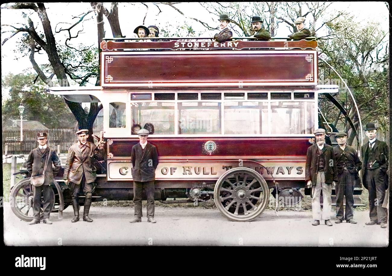 City Of Hull Tramways 1909, reworked image and coloured.Kingston Upon ...