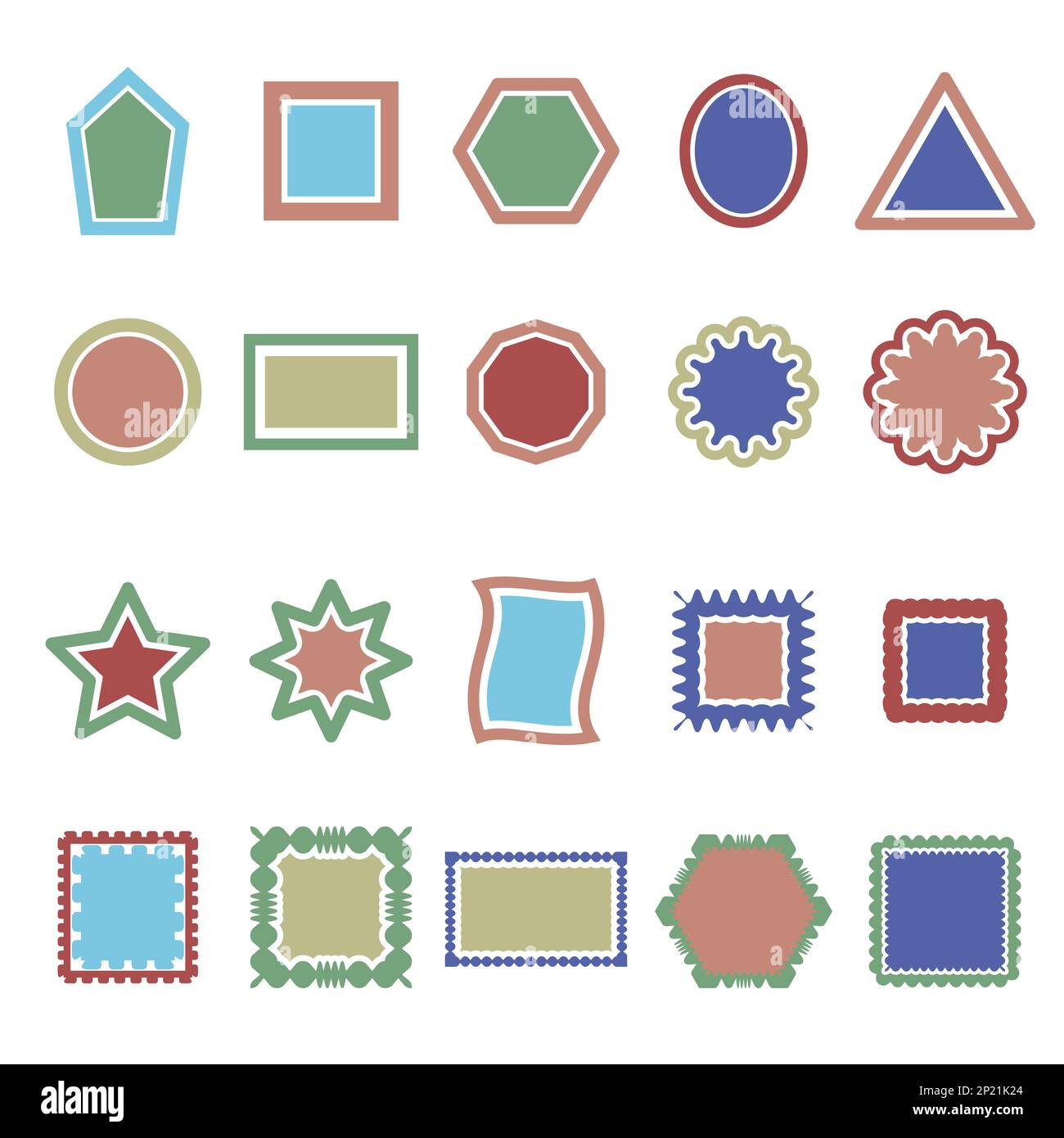 Geometric shape frames, abstract blank template for speech bubble ...