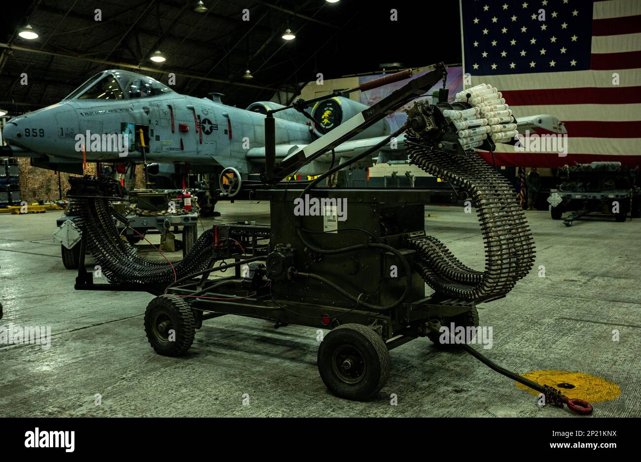 A GFU-8 Ammunition Loading Assembly system, or ALA, sits on the ...