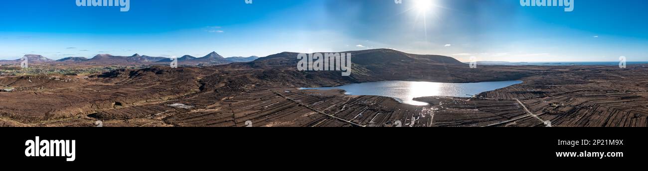 Aerial view of Lough Lagha by Gortahork in County Donegal, Republic of ...