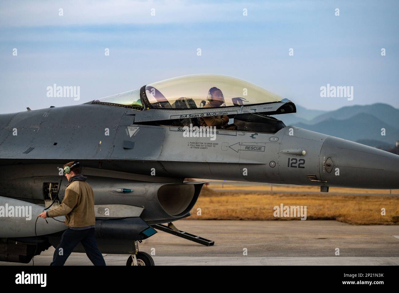 U.S. Air Force Staff Sgt. Joseph Weber, 36th Fighter Generation Squadron (FGS) aerospace ...