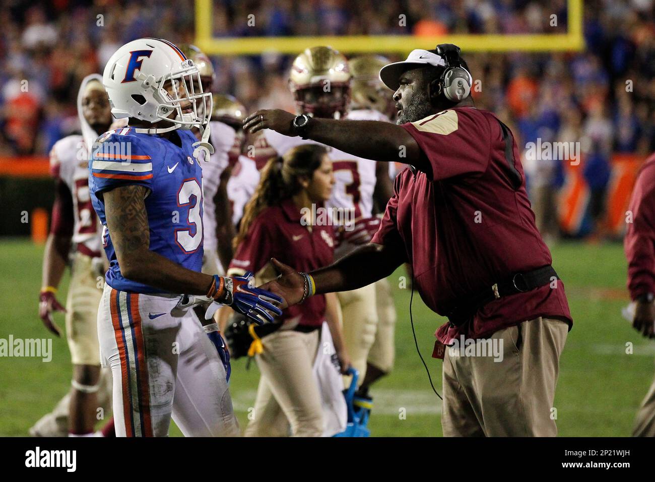 28 November 2015: Florida Gators defensive back Jalen Tabor (31) talks ...