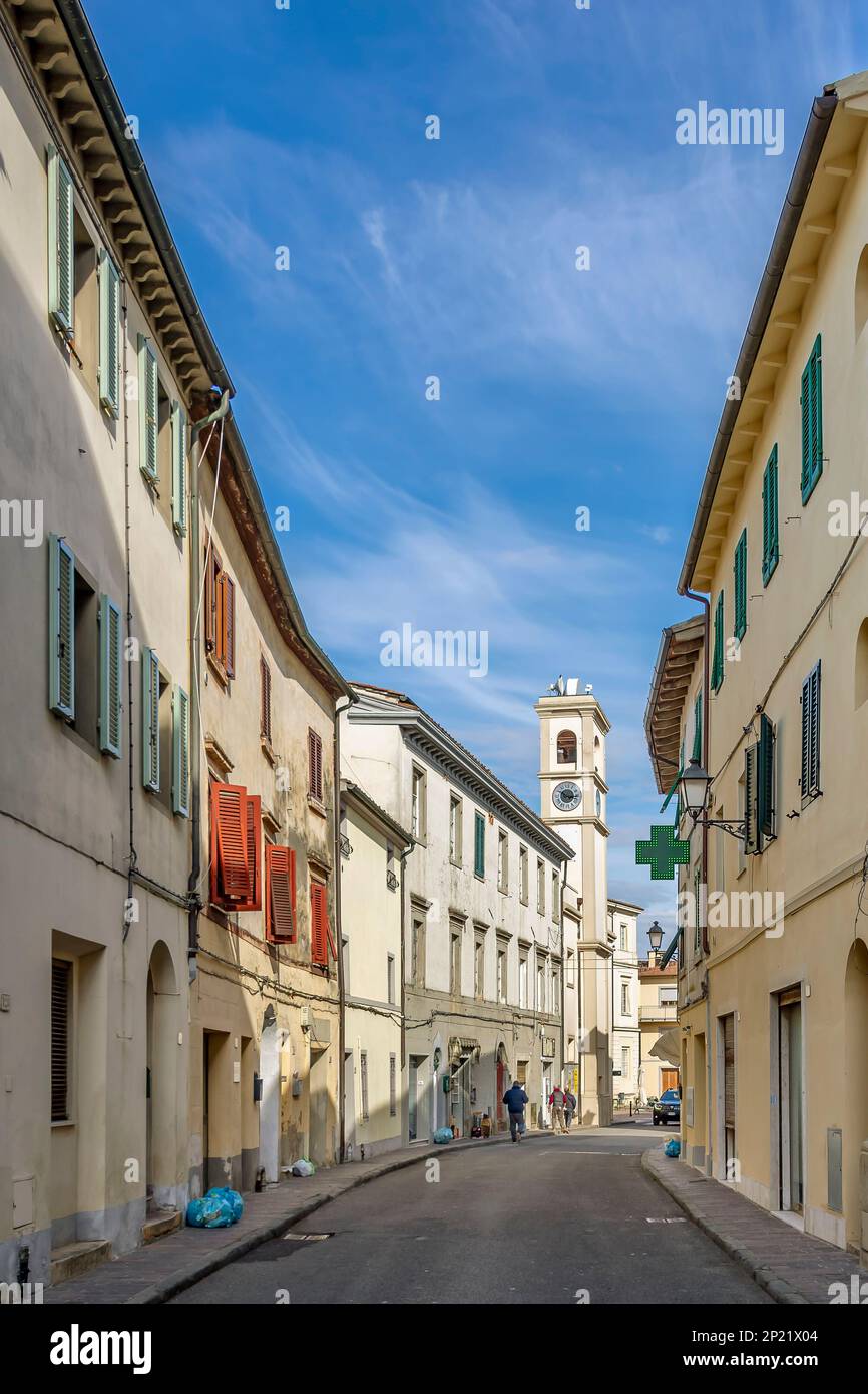 Corso Repubblica street in the historic center of Fauglia, Pisa, Italy ...