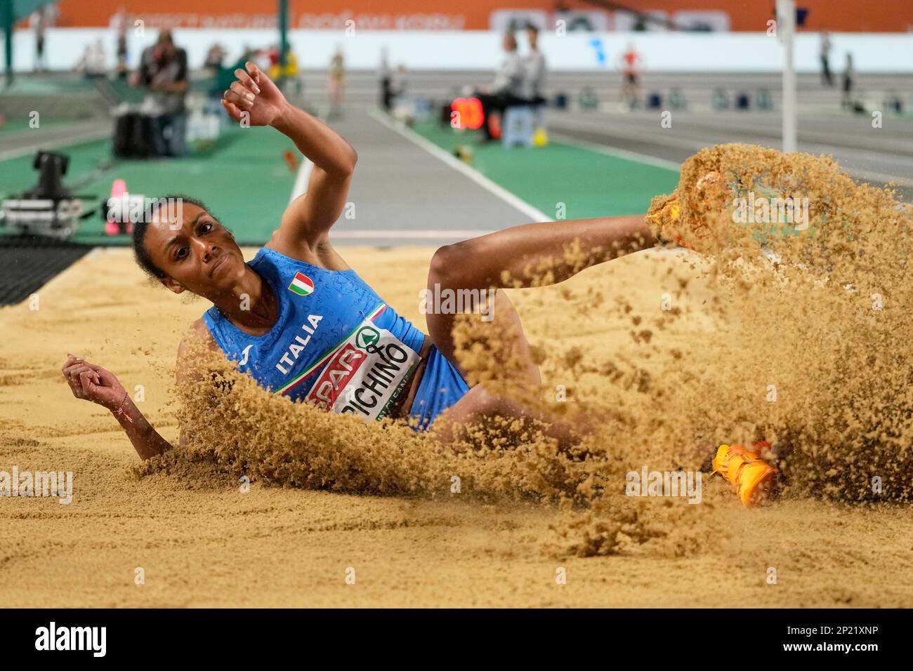 Larissa Iapichino, of Italy, makes an attempt in the Women Long Jump ...
