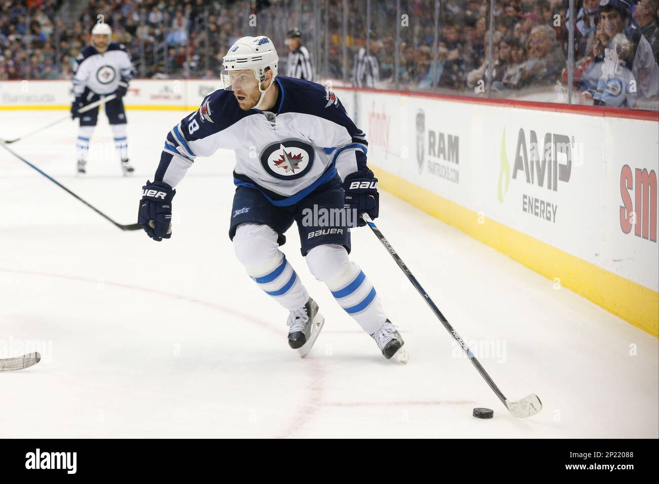 Winnipeg Jets center Bryan Little (18) during the NHL regular season ...