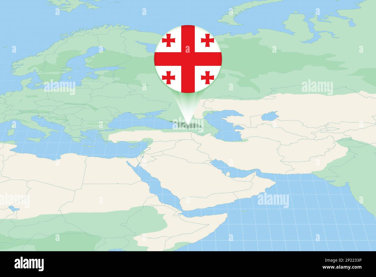 Map illustration of Georgia with the flag. Cartographic illustration of ...