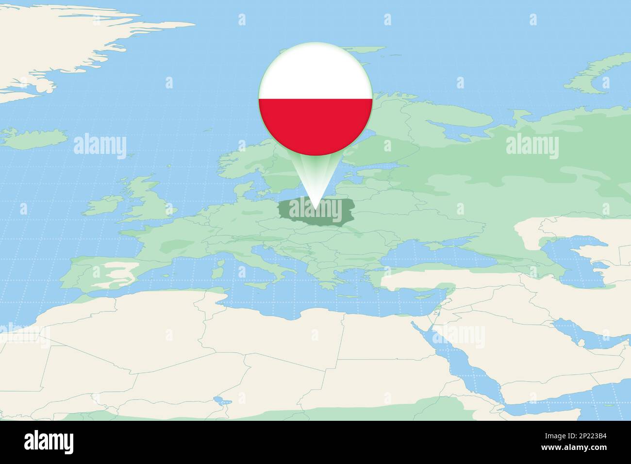Map illustration of Poland with the flag. Cartographic illustration of ...