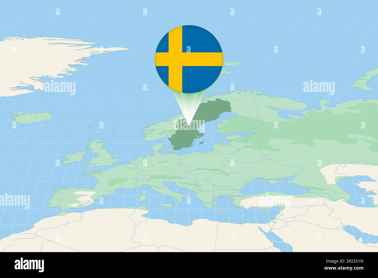 Map illustration of Sweden with the flag. Cartographic illustration of ...