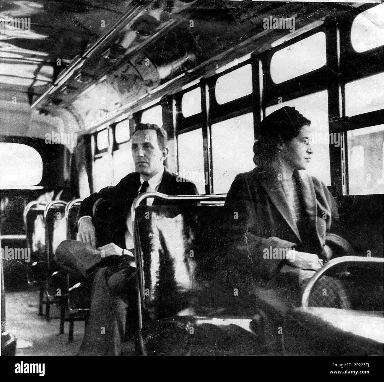 File - This undated file photo shows Rosa Parks riding on the ...