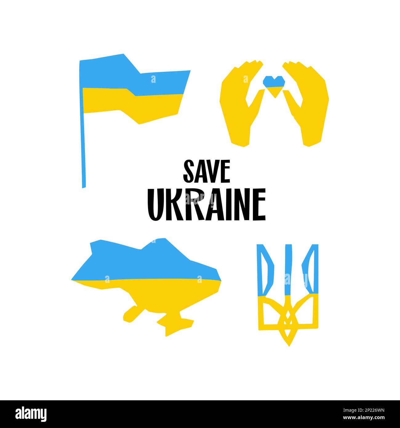 Ukraine national sumbol flag map coat of arms illustration in cutting ...