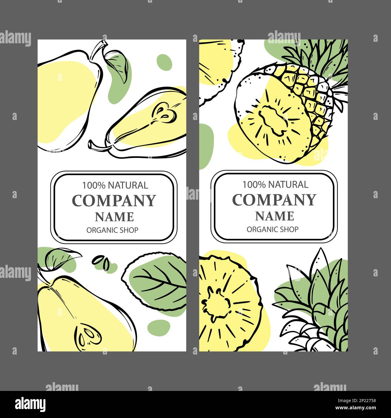 PEAR PINEAPPLE LABELS Vertical Stickers Design For Shop Of Tropical ...