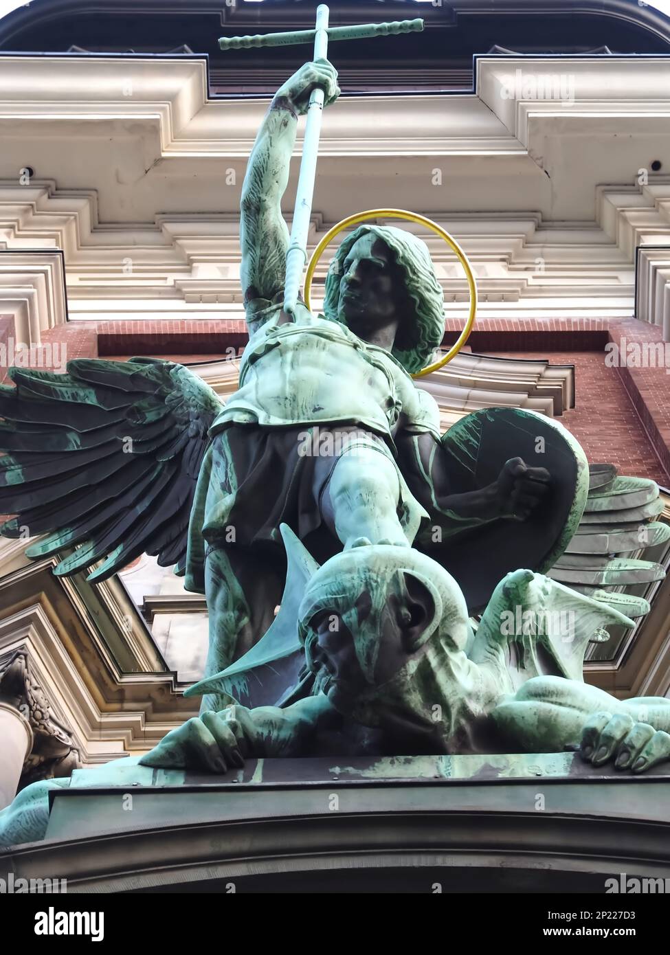 Sculpture of Archangel Michael fighting Satan at St. Michaels Church in ...
