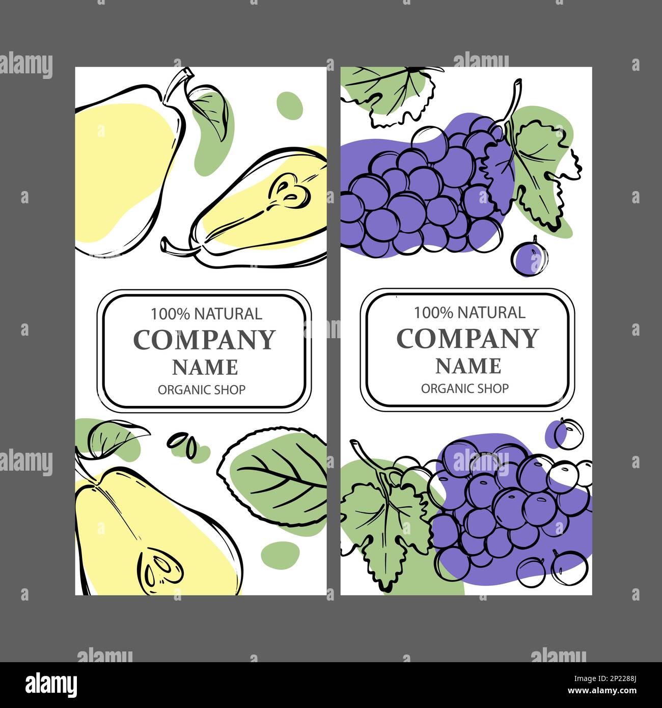 PEAR GRAPE LABELS Vertical Stickers Design For Shop Of Tropical Organic ...