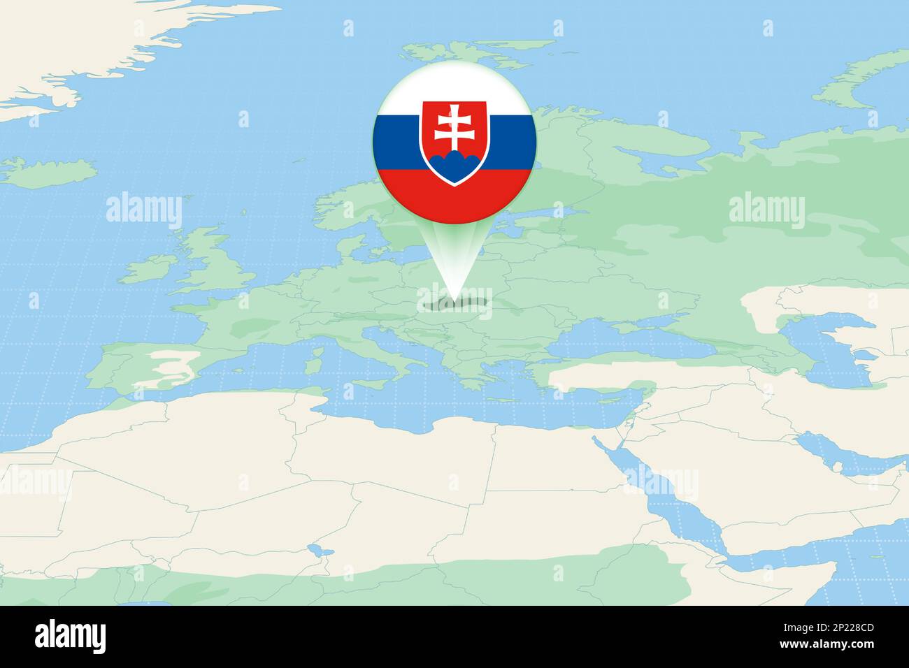 Map illustration of Slovakia with the flag. Cartographic illustration ...