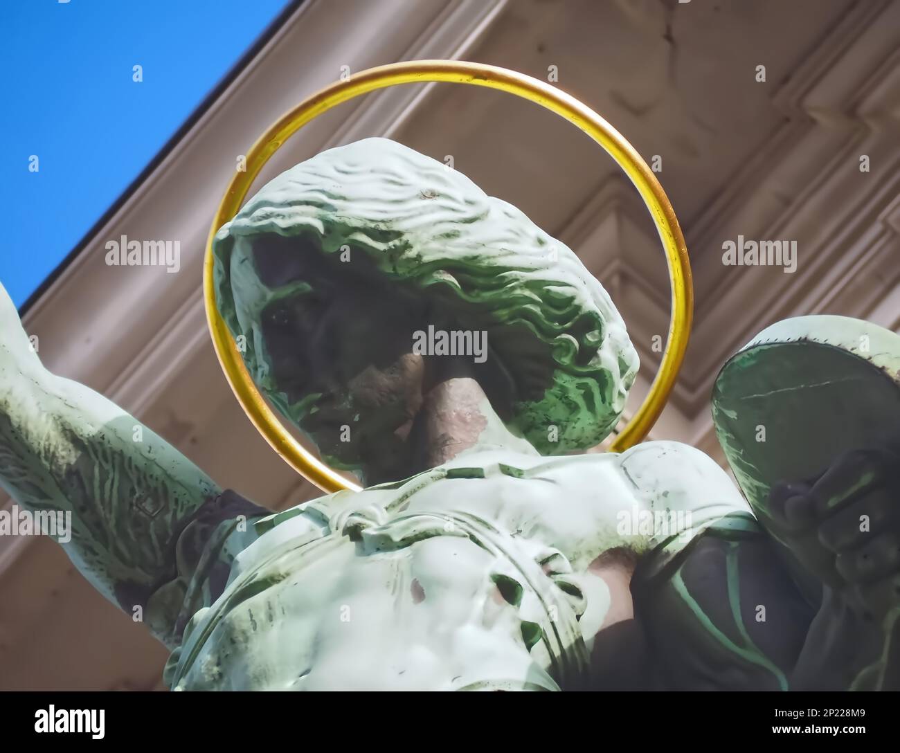 Sculpture of Archangel Michael fighting Satan at St. Michaels Church in ...