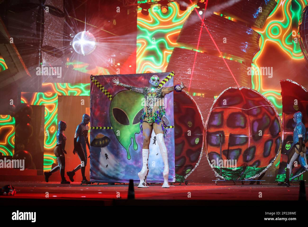 A Drag Queen performs during the Drag Queen Gala at Santa Catalina Park ...
