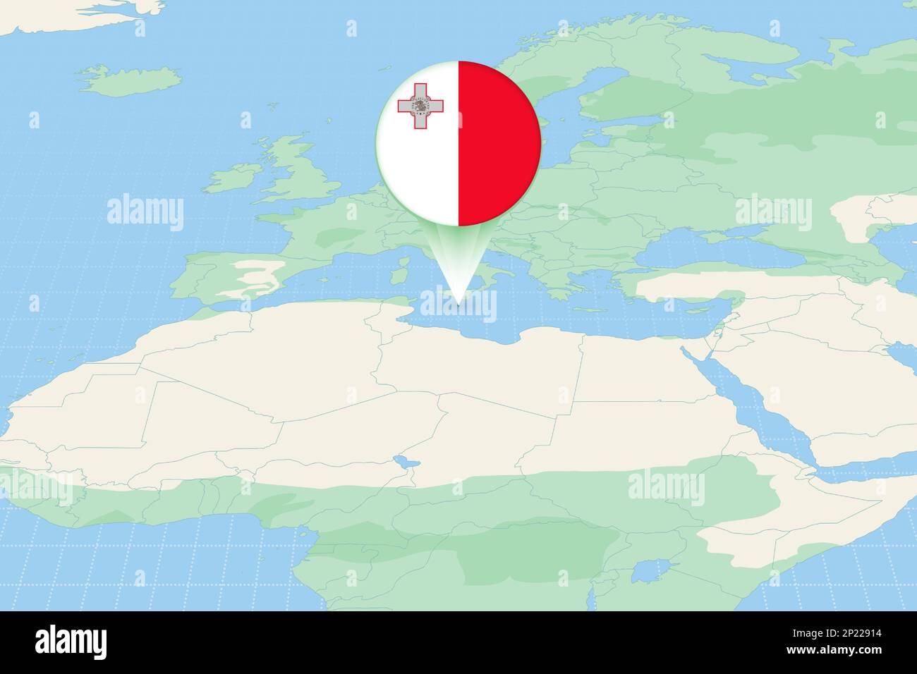 Map Illustration Of Malta With The Flag Cartographic Illustration Of