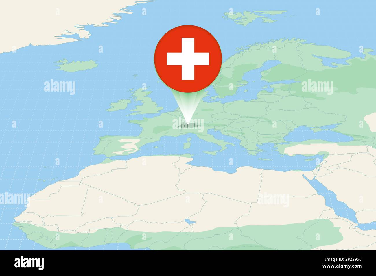 Map illustration of Switzerland with the flag. Cartographic ...