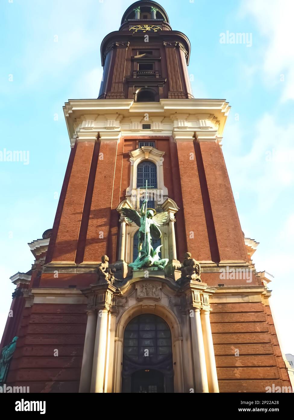 Sculpture of Archangel Michael fighting Satan at St. Michaels Church in ...