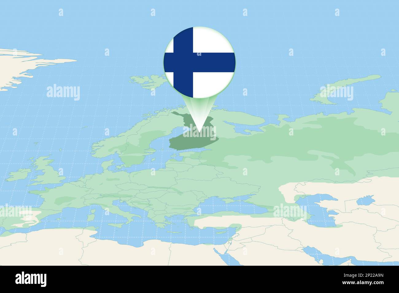 Map illustration of Finland with the flag. Cartographic illustration of ...