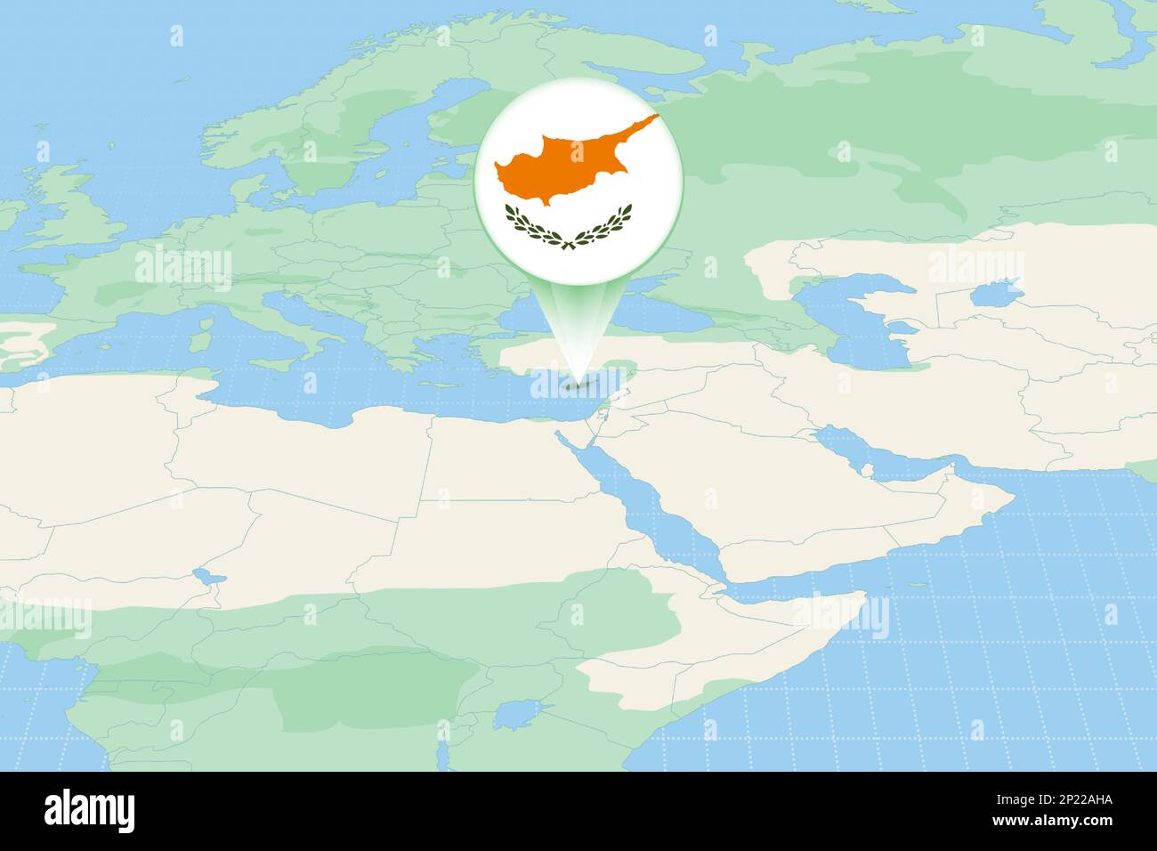 Map illustration of Cyprus with the flag. Cartographic illustration of ...