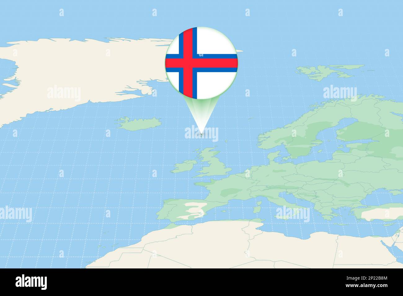 Map illustration of Faroe Islands with the flag. Cartographic ...