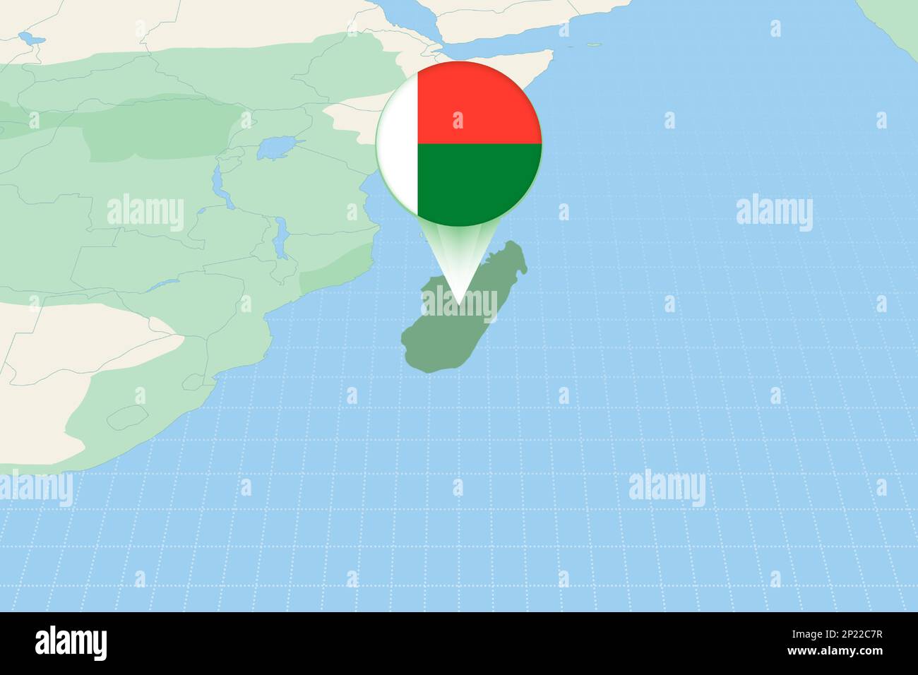 Map illustration of Madagascar with the flag. Cartographic illustration ...