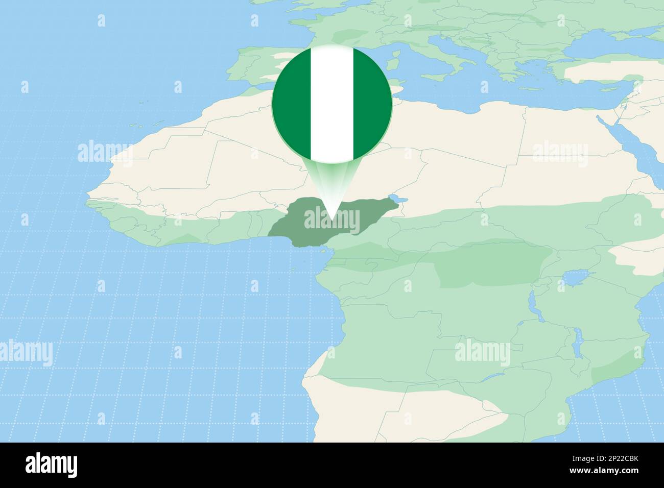 Map illustration of Nigeria with the flag. Cartographic illustration of ...