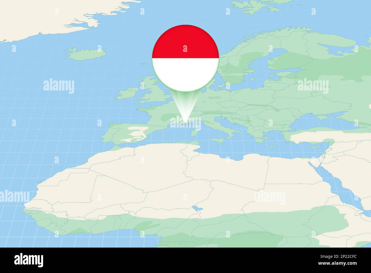 Map illustration of Monaco with the flag. Cartographic illustration of ...