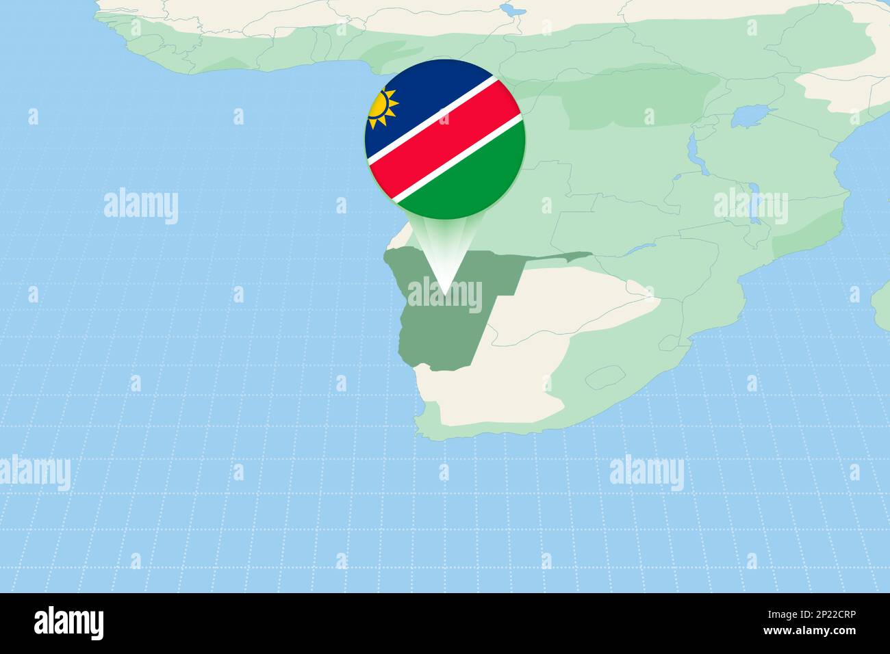 Map illustration of Namibia with the flag. Cartographic illustration of ...
