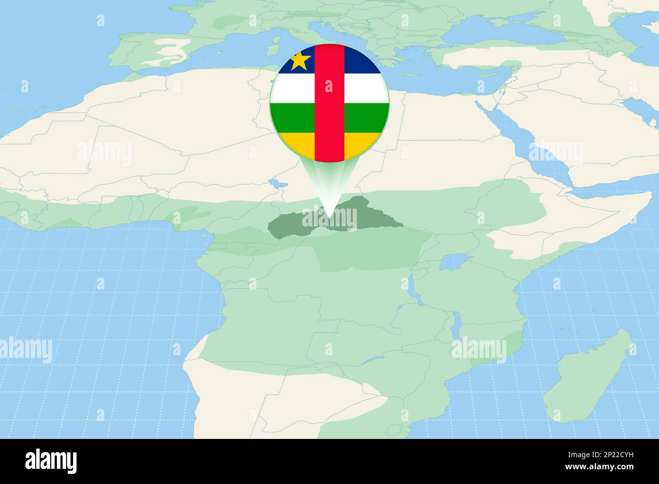 Map illustration of Central African Republic with the flag ...