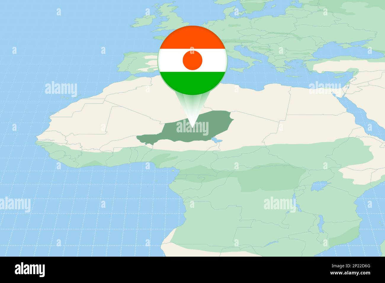 Map illustration of Niger with the flag. Cartographic illustration of ...
