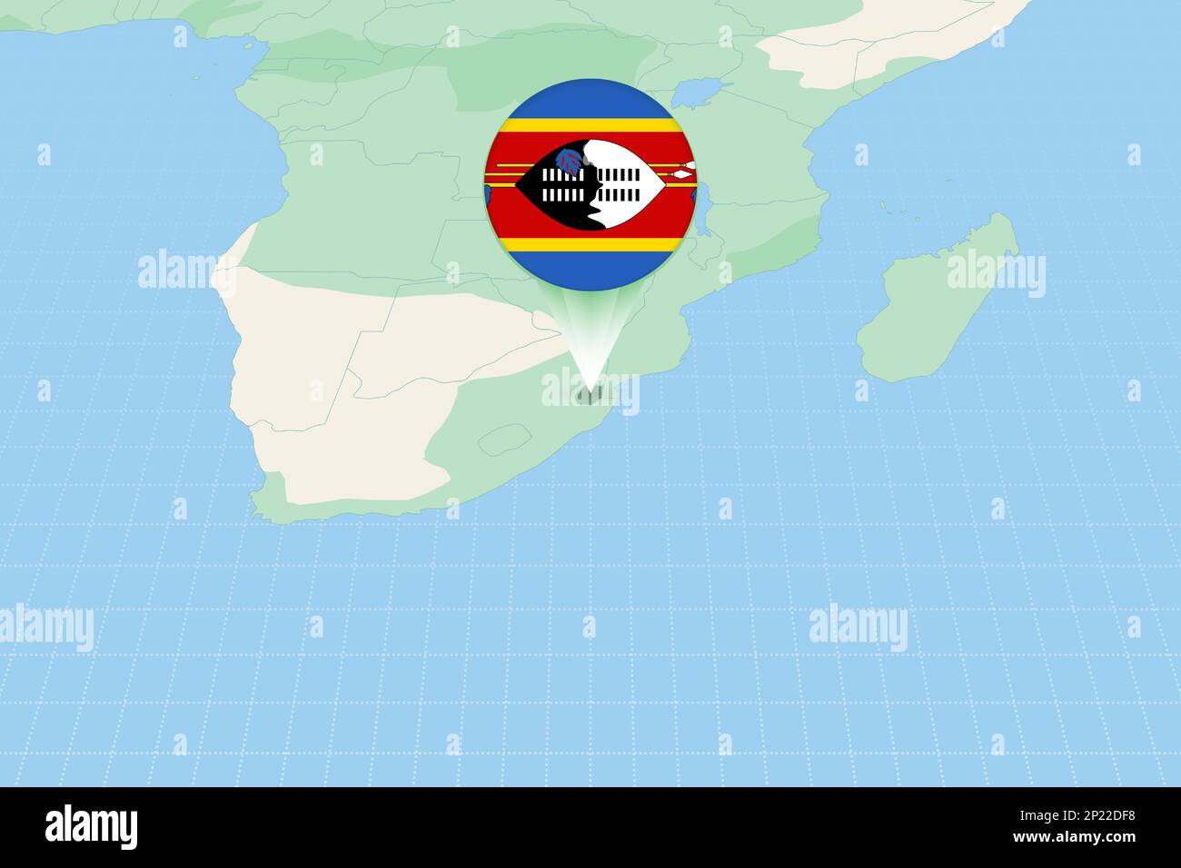 Map illustration of Swaziland with the flag. Cartographic illustration ...