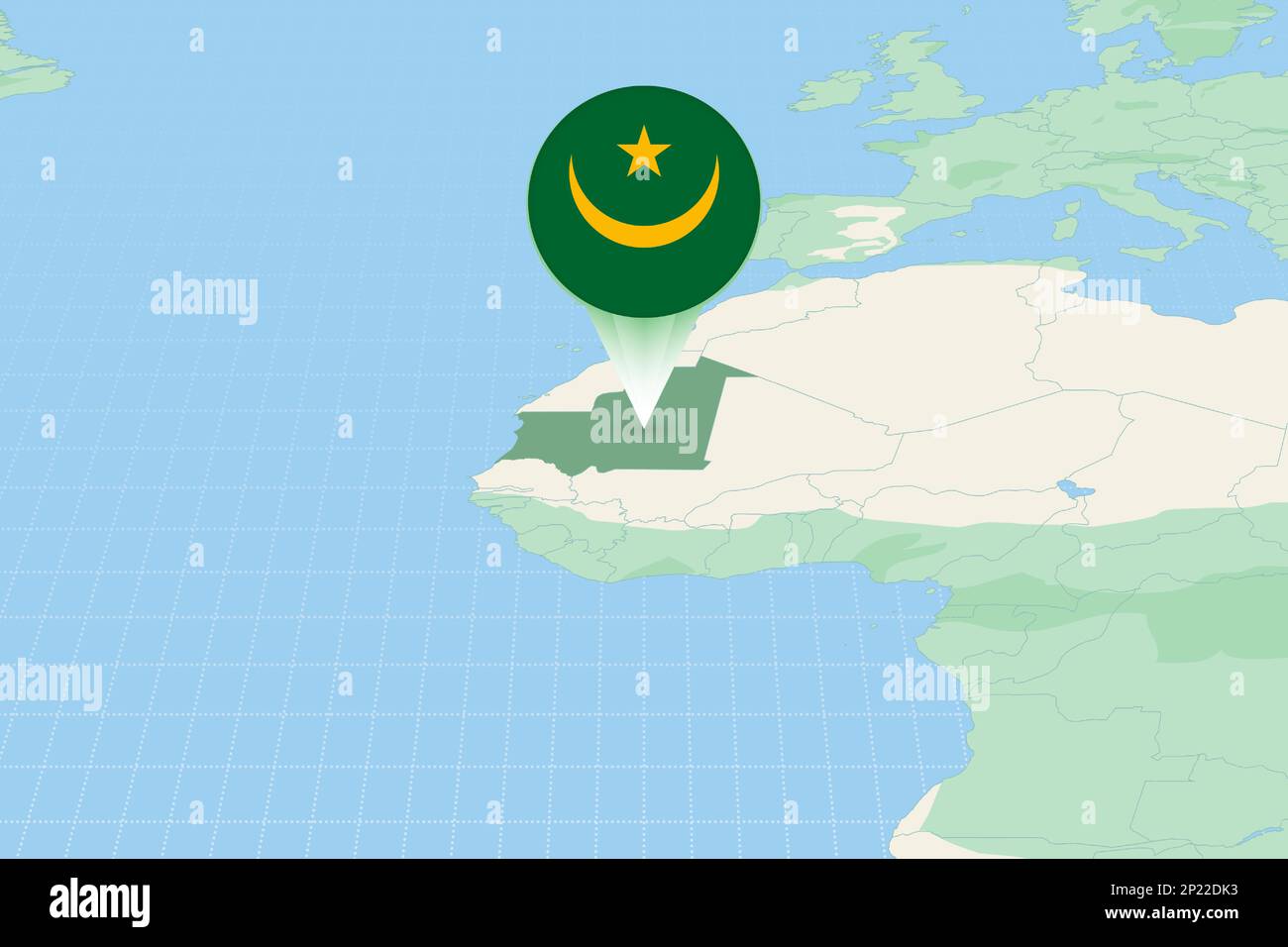 Map Illustration Of Mauritania With The Flag Cartographic Illustration