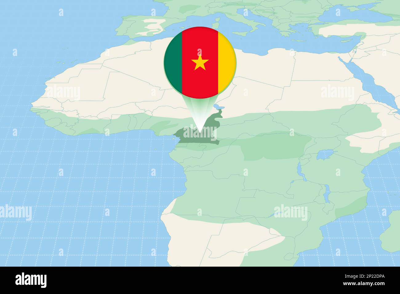 Map illustration of Cameroon with the flag. Cartographic illustration ...