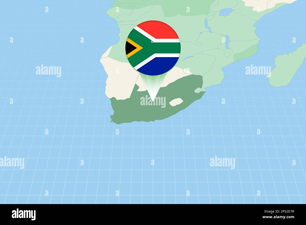 Map illustration of South Africa with the flag. Cartographic ...