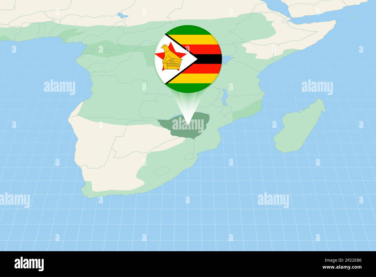 Map illustration of Zimbabwe with the flag. Cartographic illustration of Zimbabwe and ...