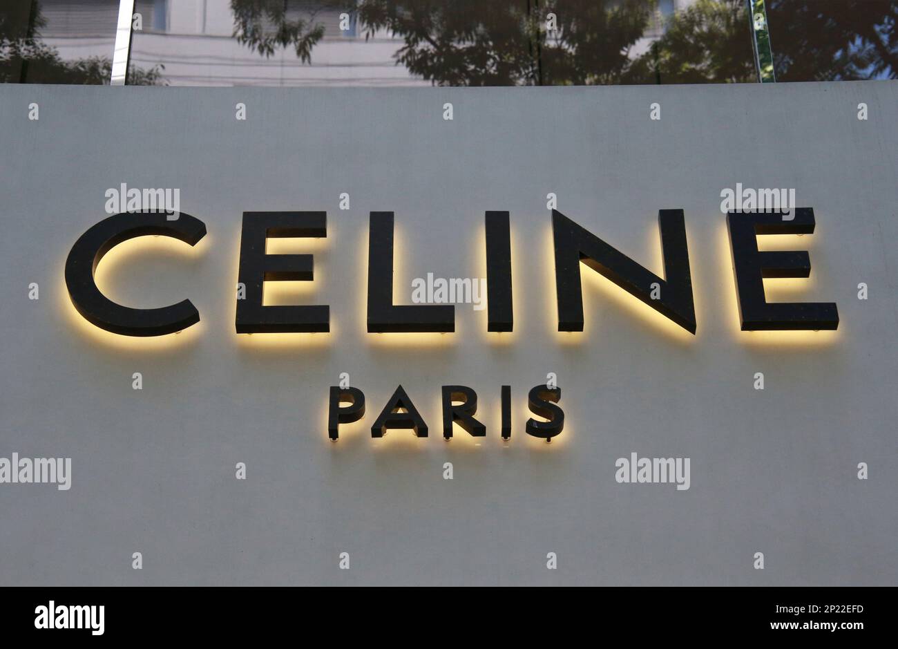 The logo of Celine (Céline) is seen at Omotesando in Minato Ward, Tokyo ...