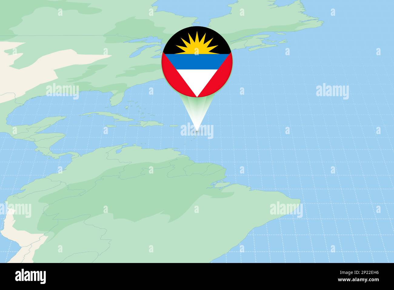 Map illustration of Antigua and Barbuda with the flag. Cartographic ...