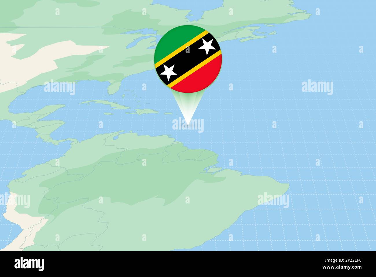 Map illustration of Saint Kitts and Nevis with the flag. Cartographic ...