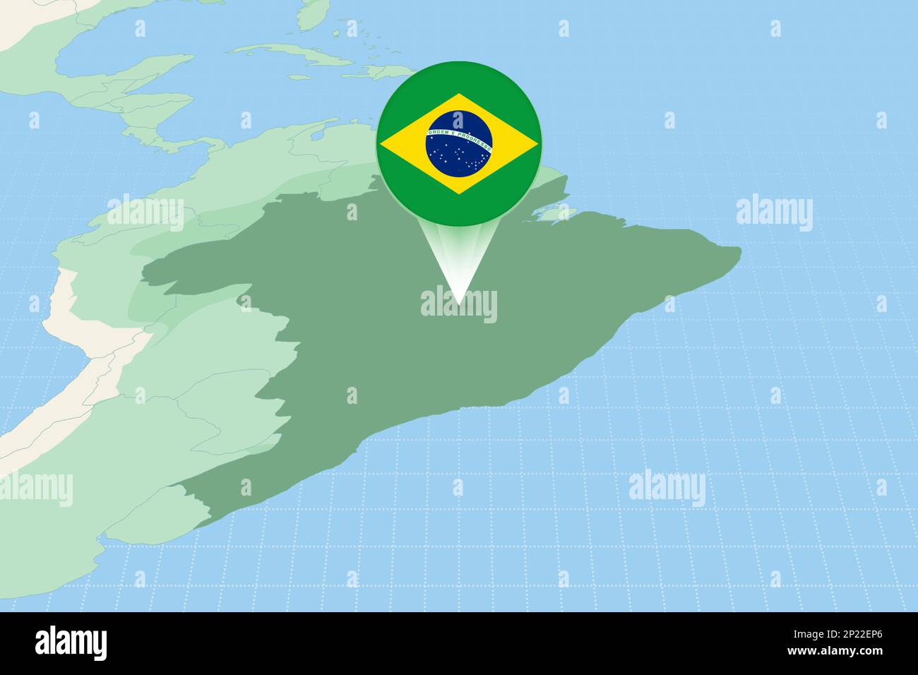 Map illustration of Brazil with the flag. Cartographic illustration of ...
