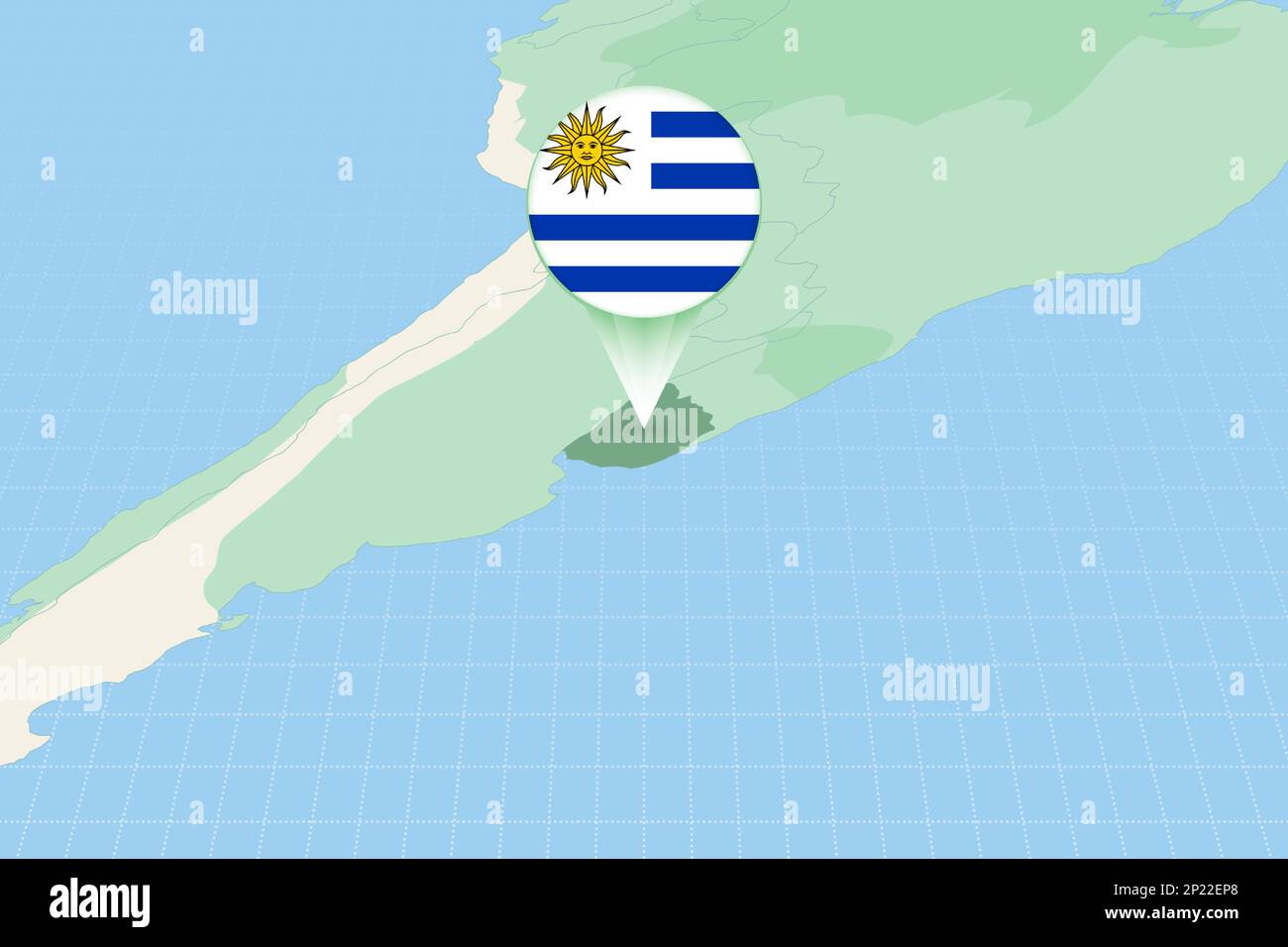 Map illustration of Uruguay with the flag. Cartographic illustration of Uruguay and neighboring ...