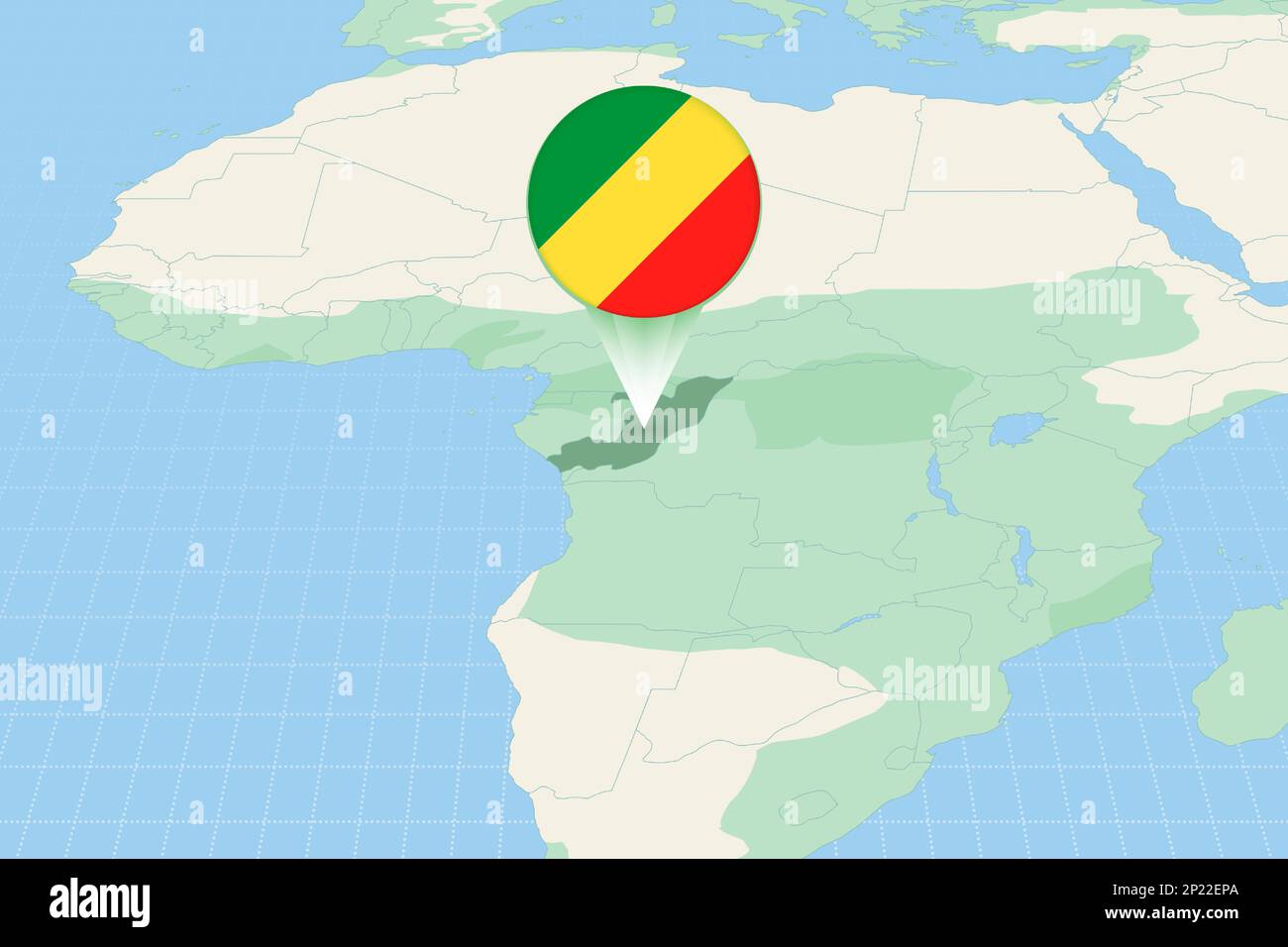Map illustration of Congo with the flag. Cartographic illustration of ...