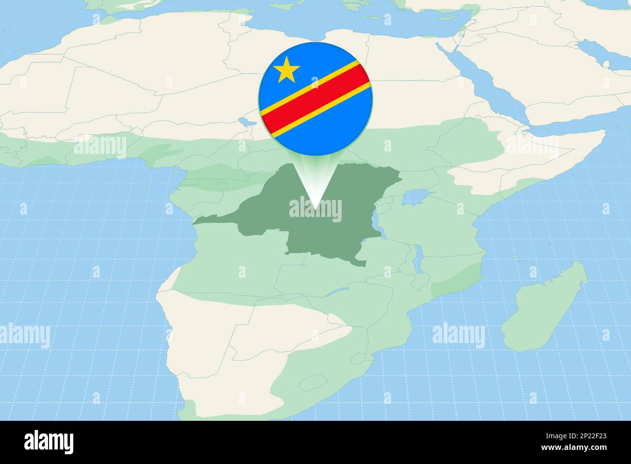 Map illustration of DR Congo with the flag. Cartographic illustration ...