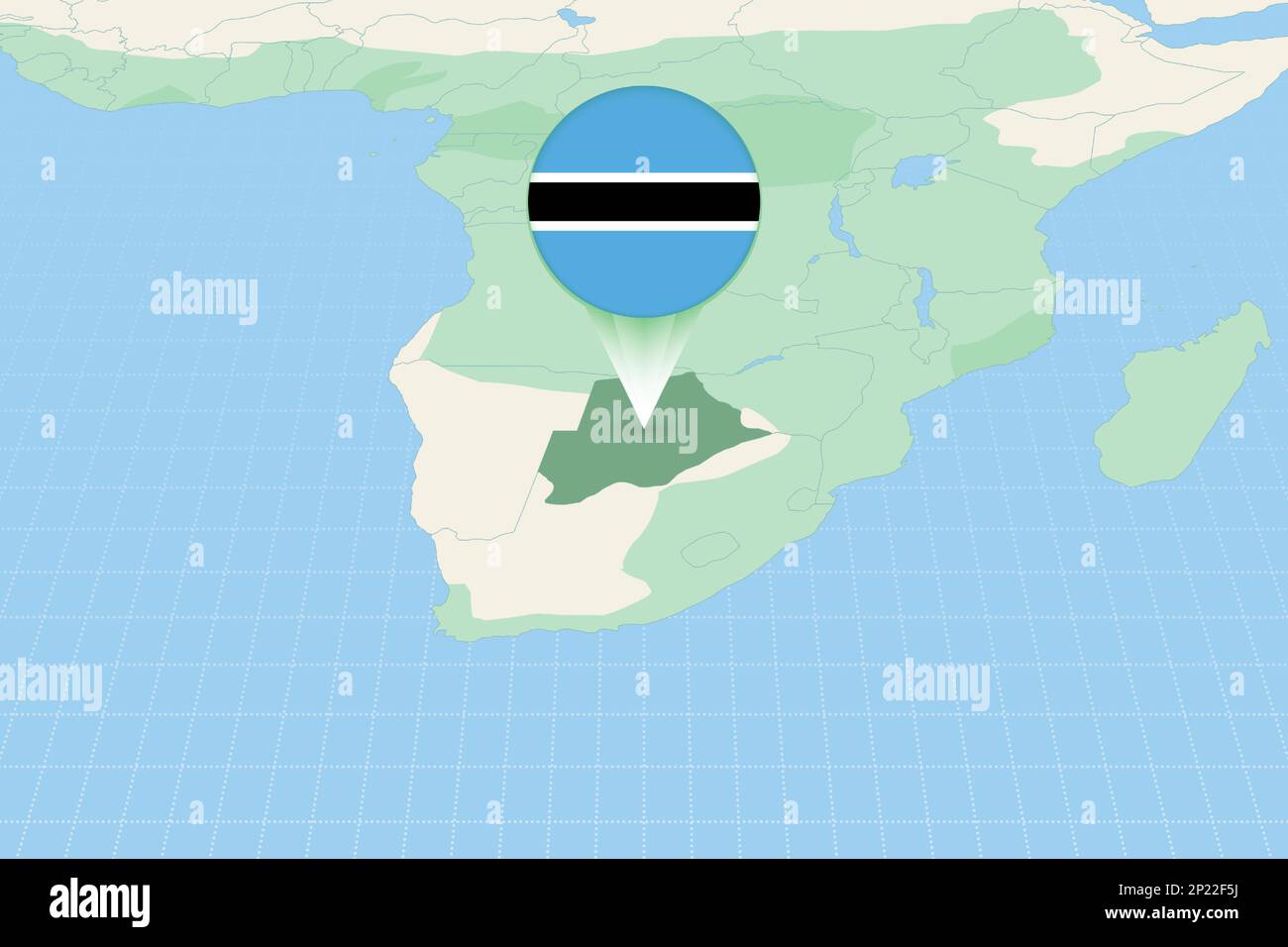 Map illustration of Botswana with the flag. Cartographic illustration of Botswana and ...