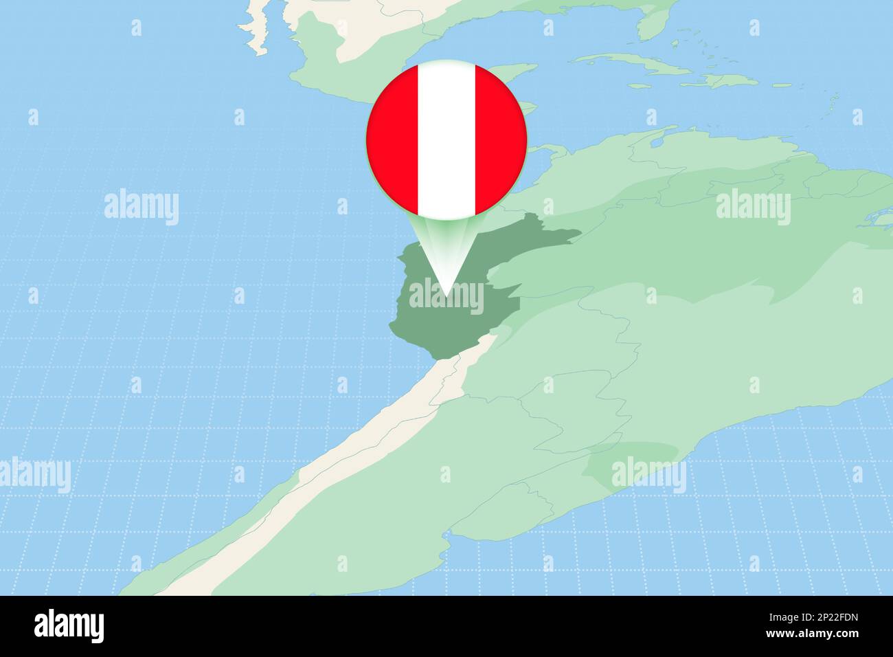 Map illustration of Peru with the flag. Cartographic illustration of ...