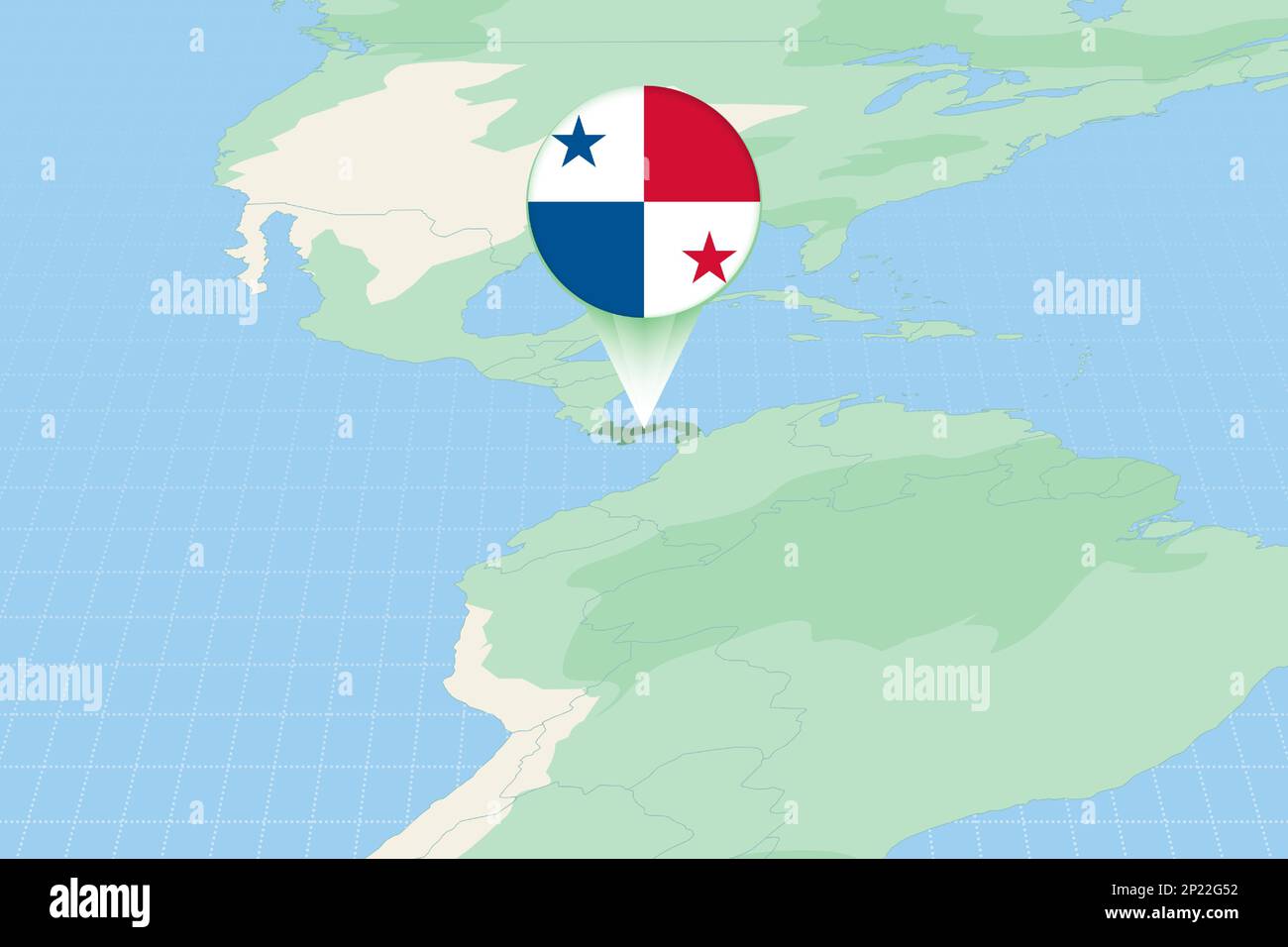 Map illustration of Panama with the flag. Cartographic illustration of ...